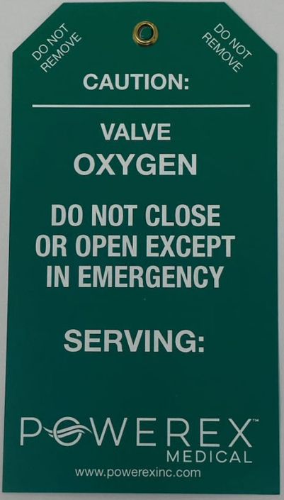Oxygen Valve Tag - Environmental and Medical Gas Services