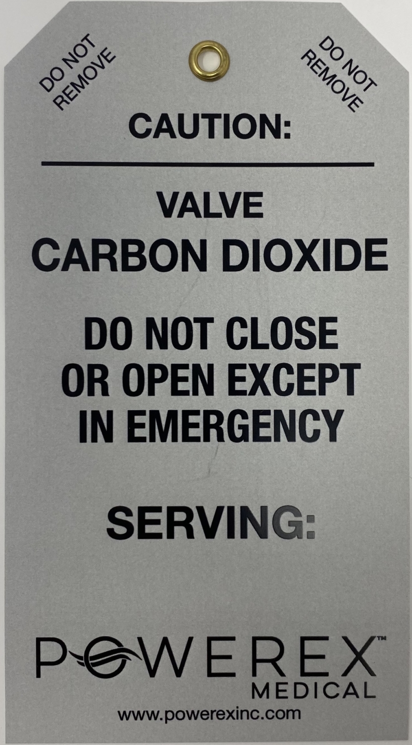 Carbon Dioxide Valve Tag - Environmental and Medical Gas Services