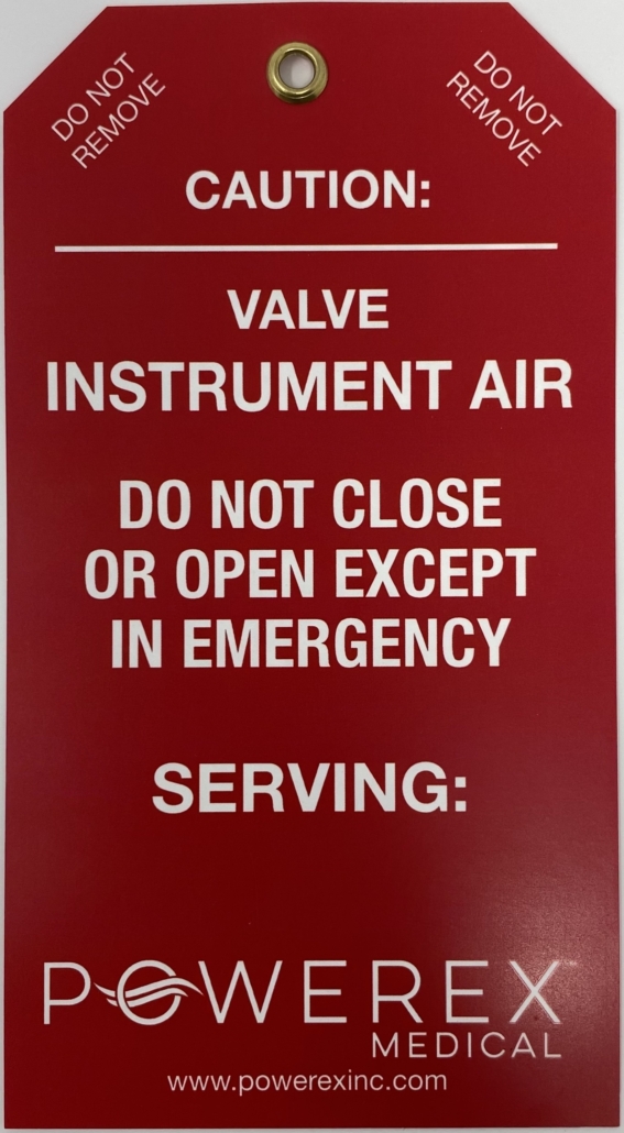 Instrument Air Valve Tag - Environmental and Medical Gas Services