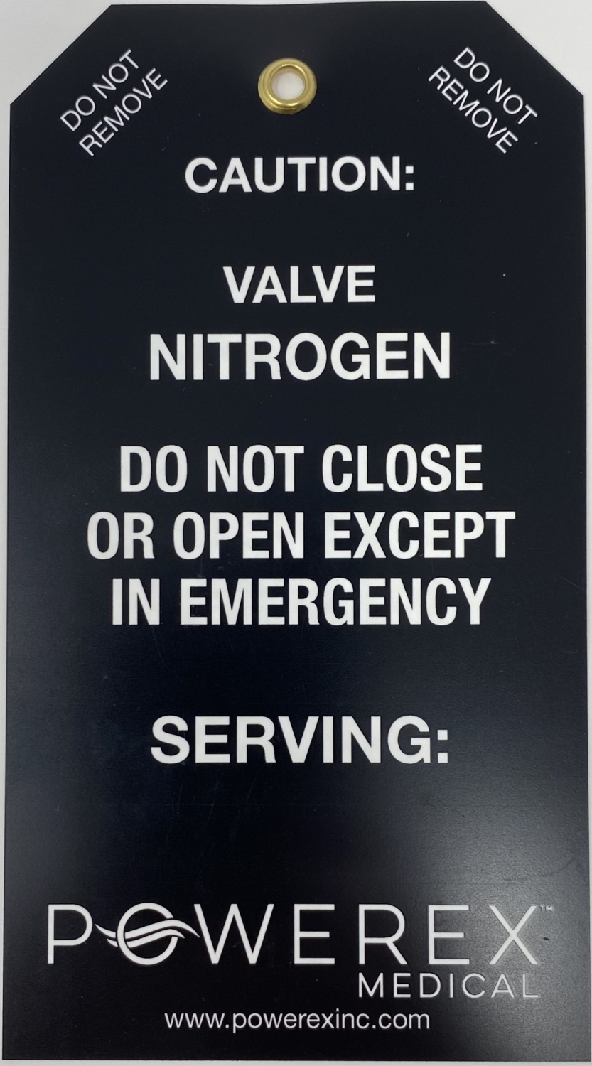 Nitrogen Valve Tag - Environmental and Medical Gas Services